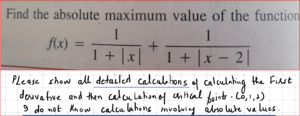 Solved Find the absolute maximum value of the functionFind | Chegg.com