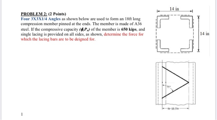 Solved 14 in PROBLEM 2: (2 points) Four 3X3X1/4 Angles as | Chegg.com