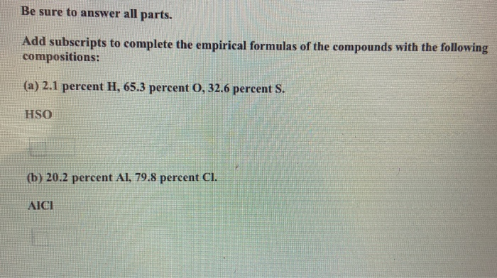 Solved Be sure to answer all parts. Add subscripts to | Chegg.com