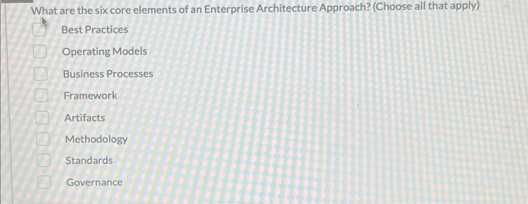 Solved What are the six core elements of an Enterprise | Chegg.com
