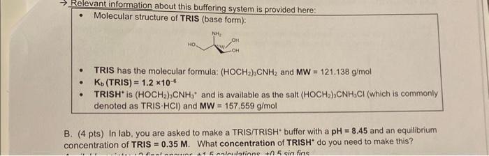 Solved Relevant information about this buffering system is | Chegg.com
