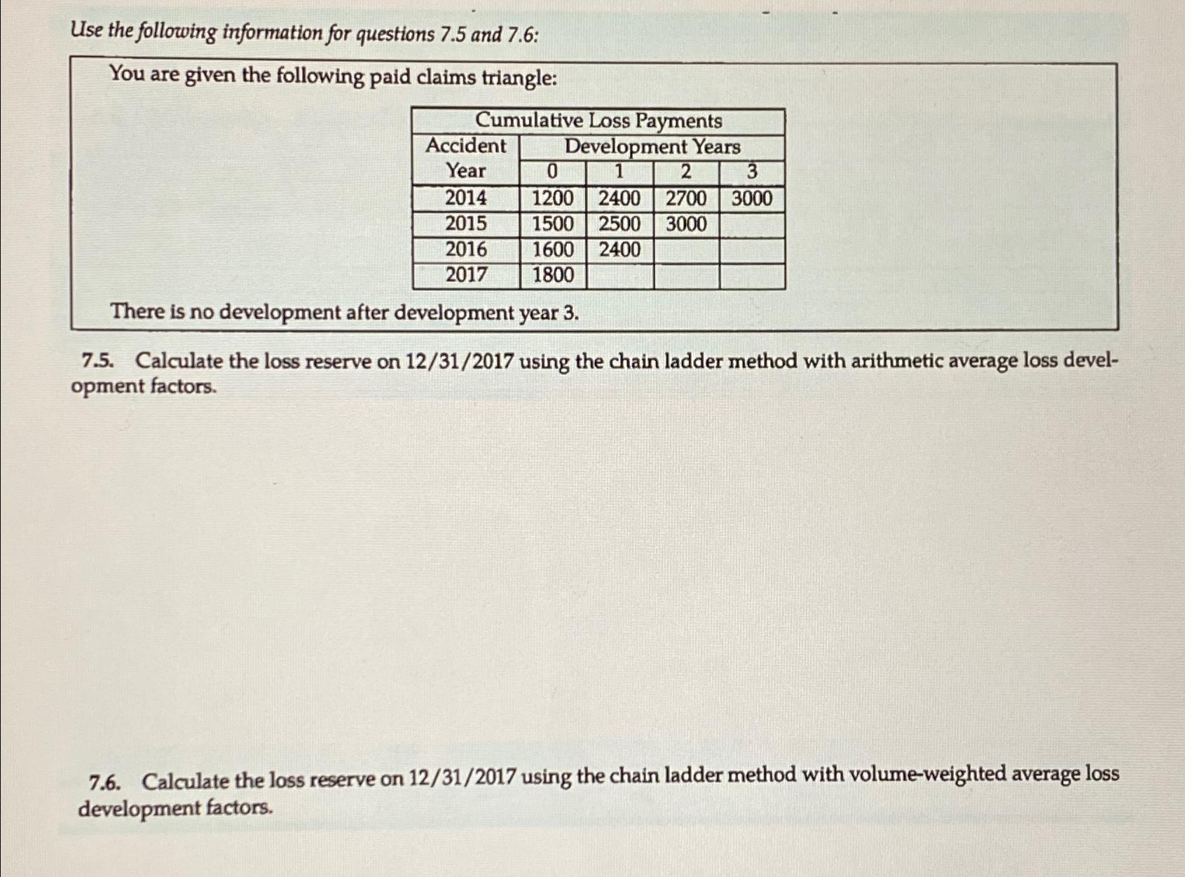 Solved Use the following information for questions 7.5 ﻿and | Chegg.com