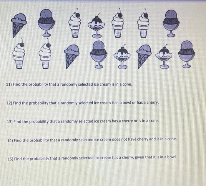 Solved 11) Find the probability that a randomly selected ice | Chegg.com