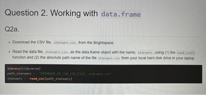 Solved - Download the CSV file, starwars.csv, from the | Chegg.com