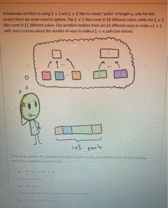 Solved discrete math. A landscape architect is using 1 x 1 | Chegg.com
