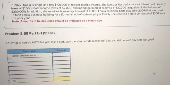 Solved In 2022. Nadia is single and has $100,000 of regular | Chegg.com
