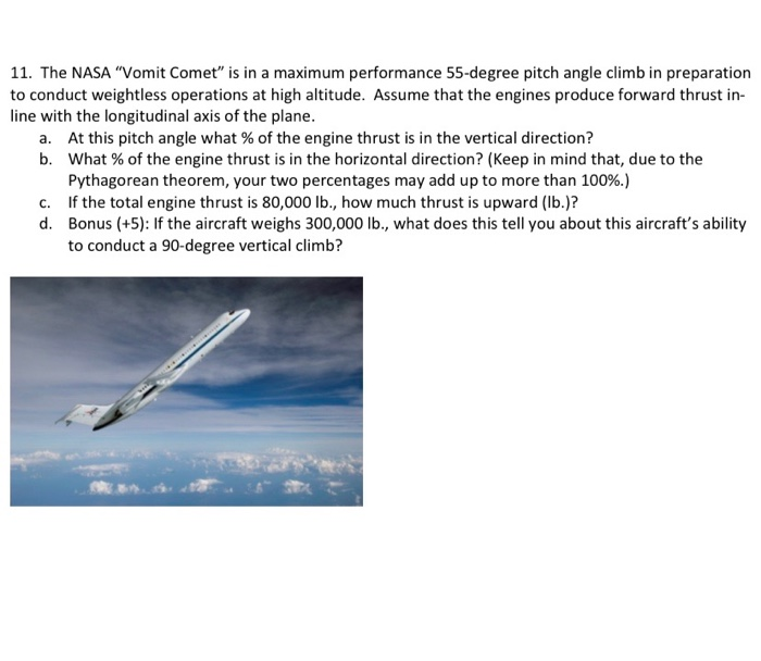 Solved 11. The NASA "Vomit Comet" is in a maximum | Chegg.com