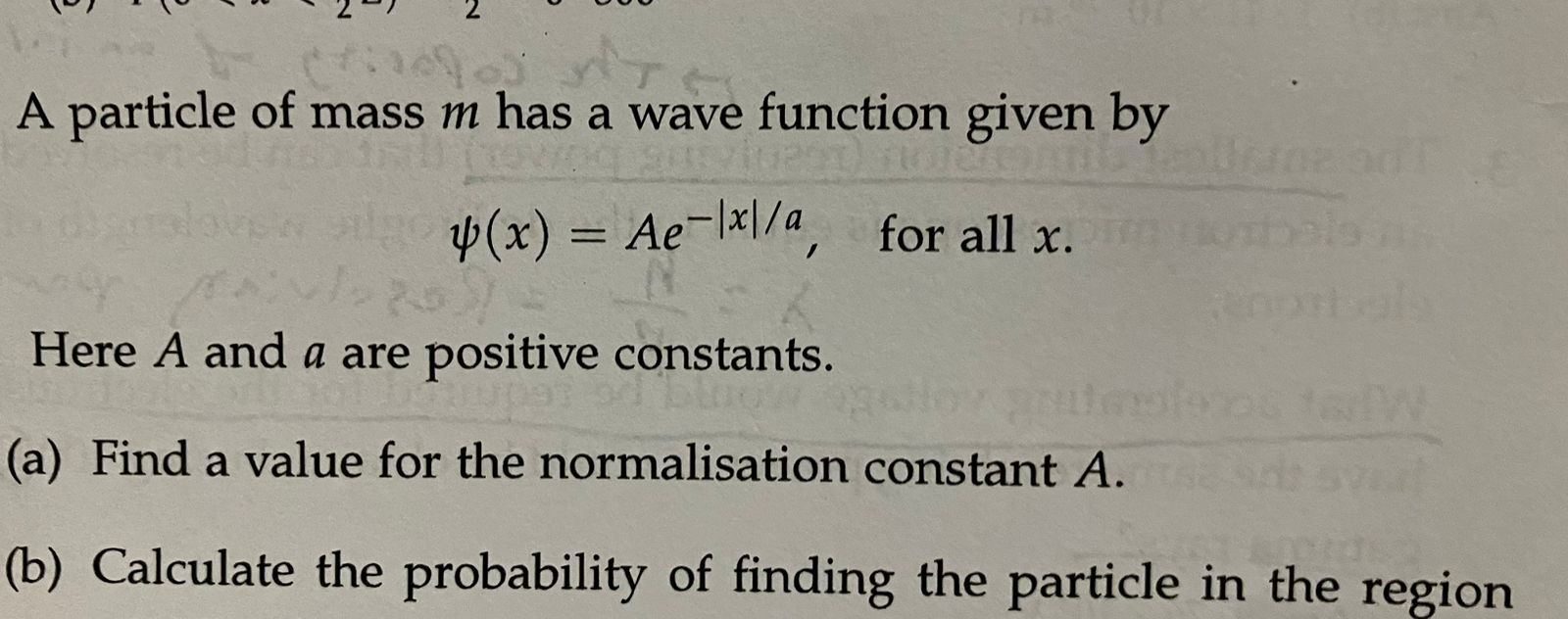 Solved A particle of mass m has a wave function given by\psi | Chegg.com