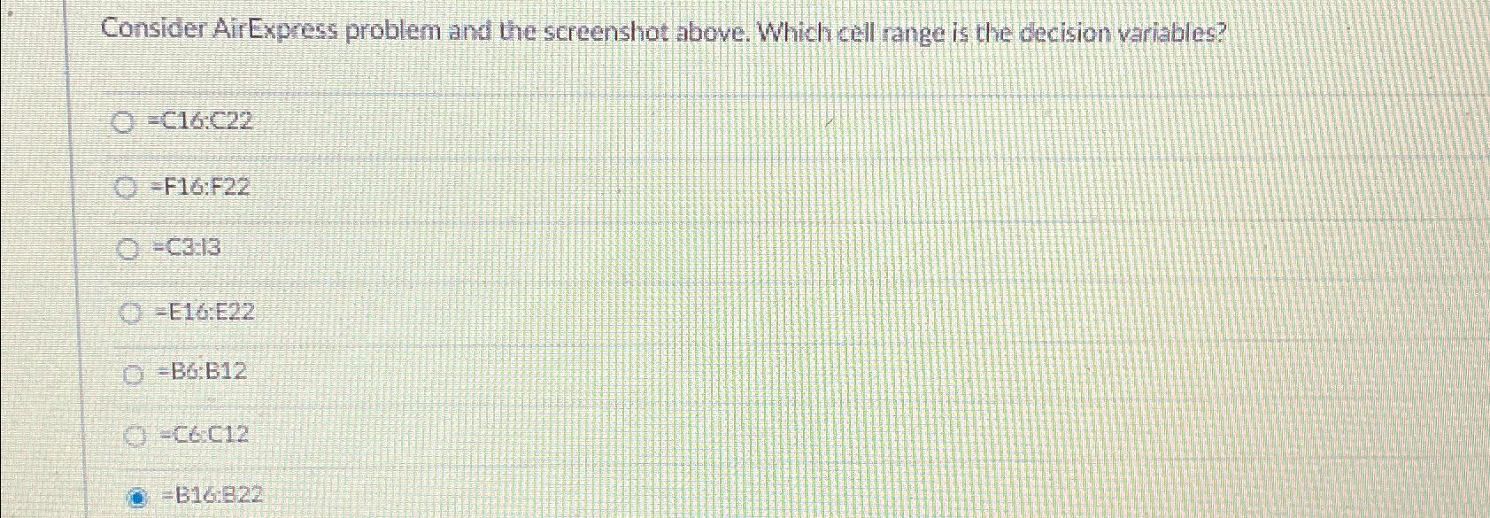 Solved Consider Air Express problem and the sereenshot | Chegg.com