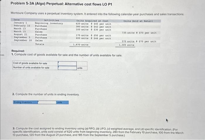 Solved Problem 5-3A (Algo) Perpetual: Alternative cost flows | Chegg.com
