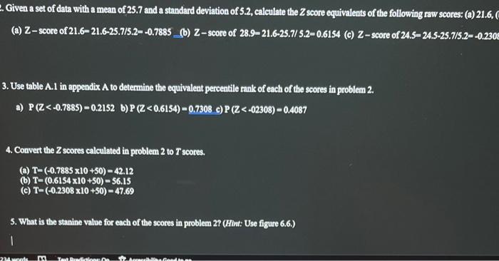 Solved what is the stanine value for each of the scores in | Chegg.com