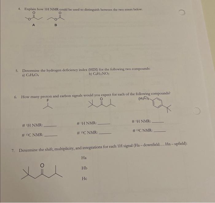 Solved 4. Explain how 1H NMR could be used to distinguish | Chegg.com