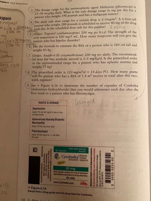 Solved hapter 6 Oral Medications ing 3. The dosage range for | Chegg.com