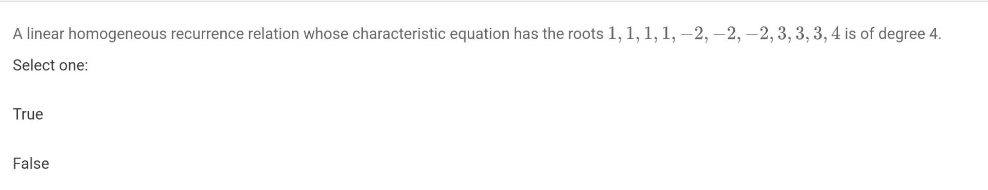 Solved A Linear Homogeneous Recurrence Relation Whose