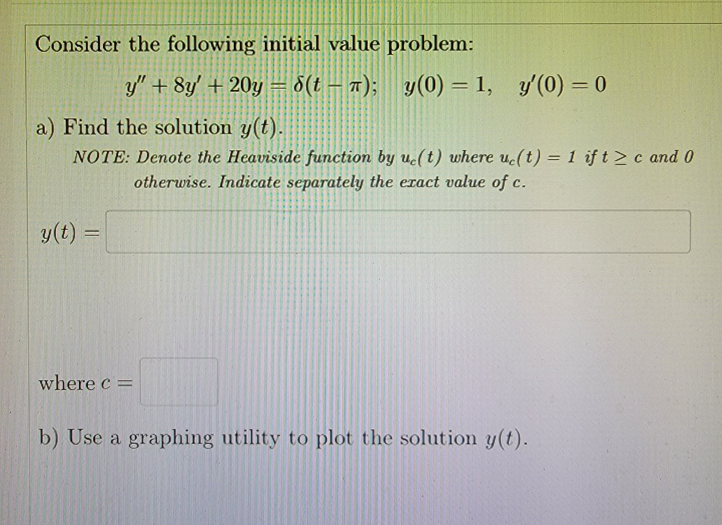Solved Consider the following initial value | Chegg.com