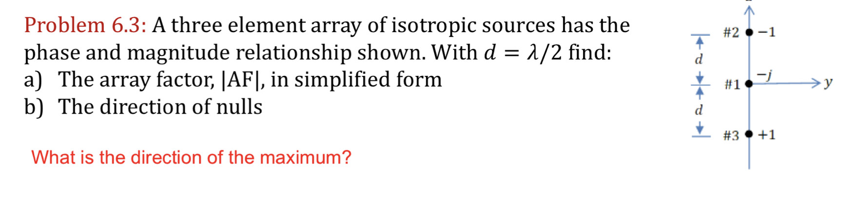 Solved Problem 6.3: A three element array of isotropic | Chegg.com