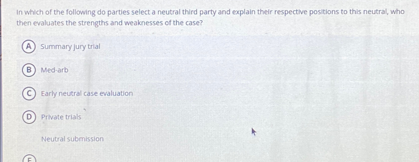 Solved In which of the following do parties select a neutral | Chegg.com
