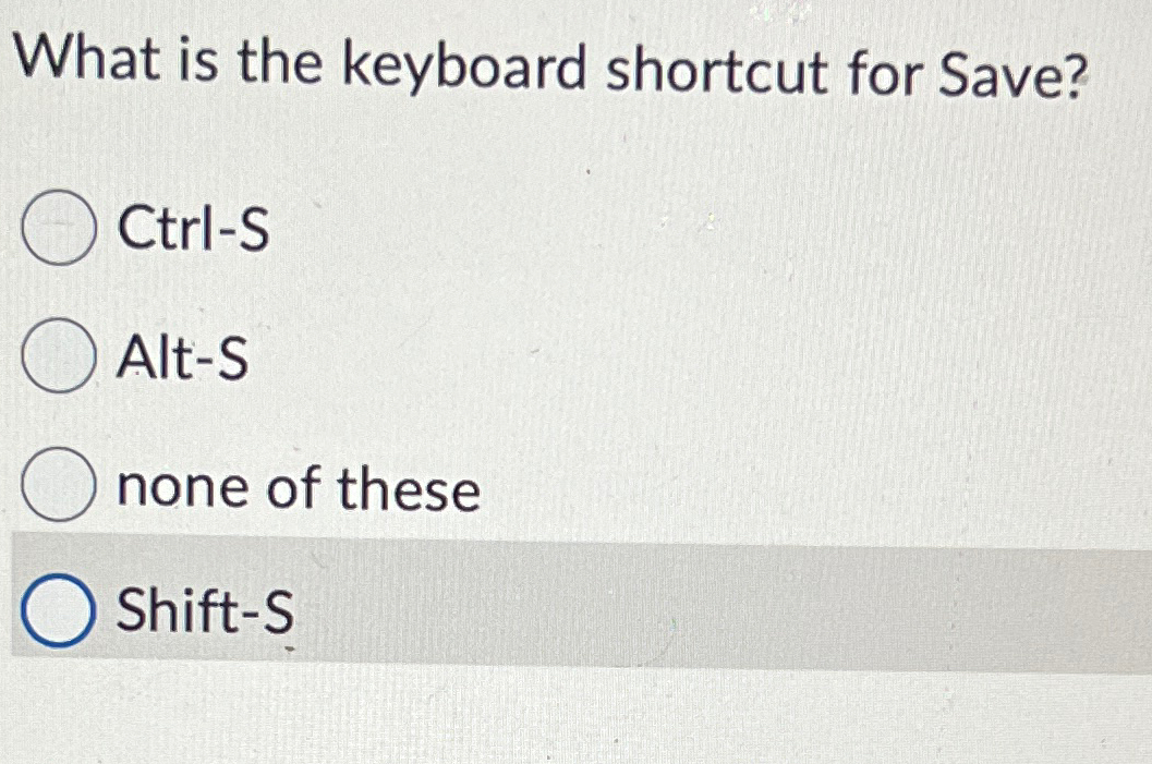 Solved What is the keyboard shortcut for | Chegg.com