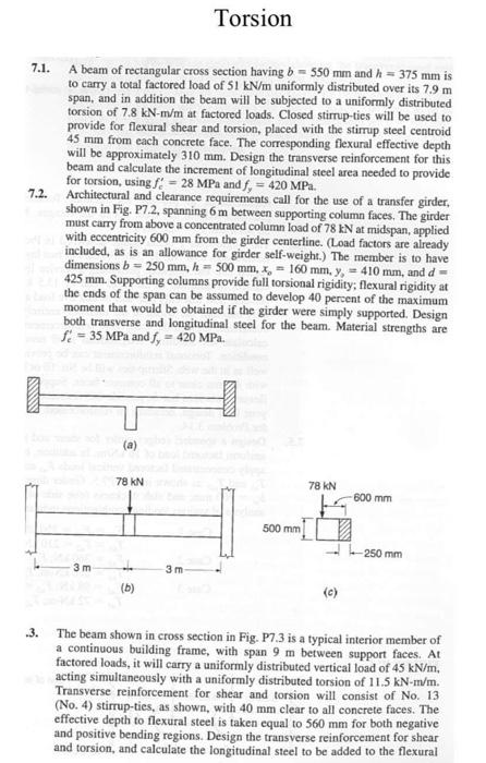 Solved Torsion 7.1. A beam of rectangular cross section | Chegg.com