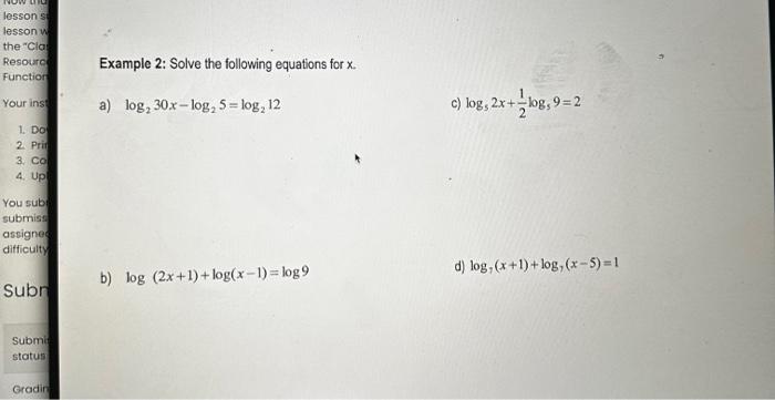 Solved Example 2: Solve the following equations for x. a) | Chegg.com