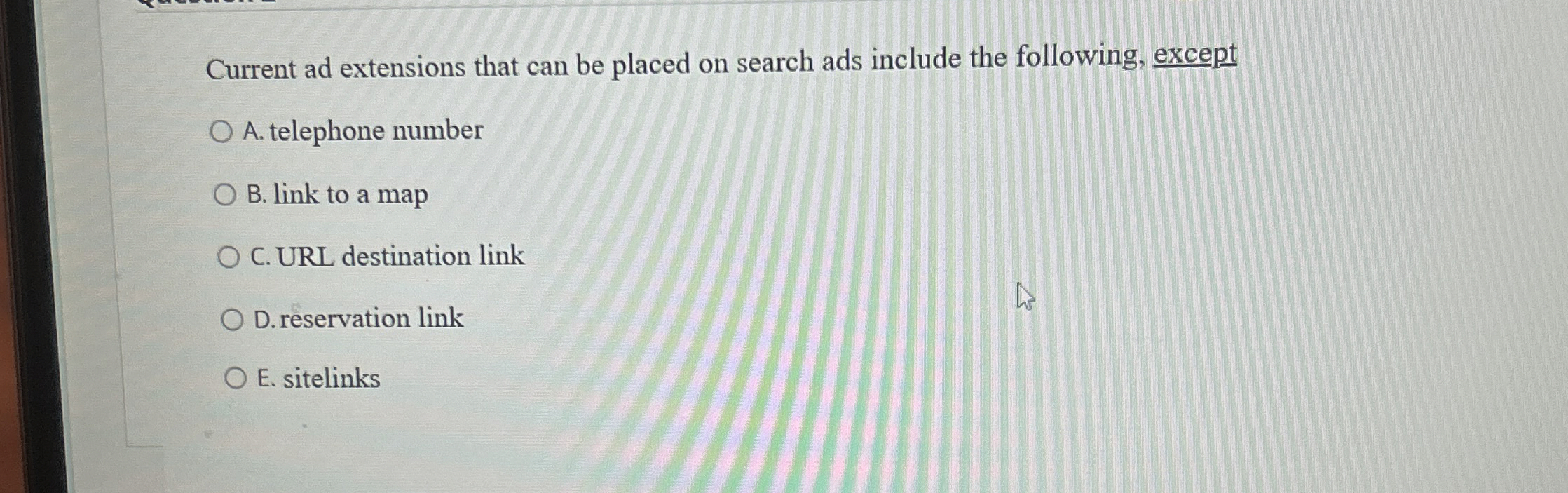 Solved Current ad extensions that can be placed on search | Chegg.com