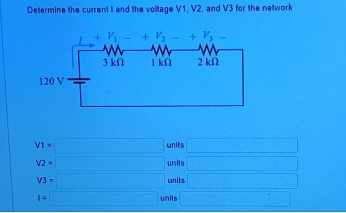Solved Determine the current I and the voltage V 1,V2, and | Chegg.com