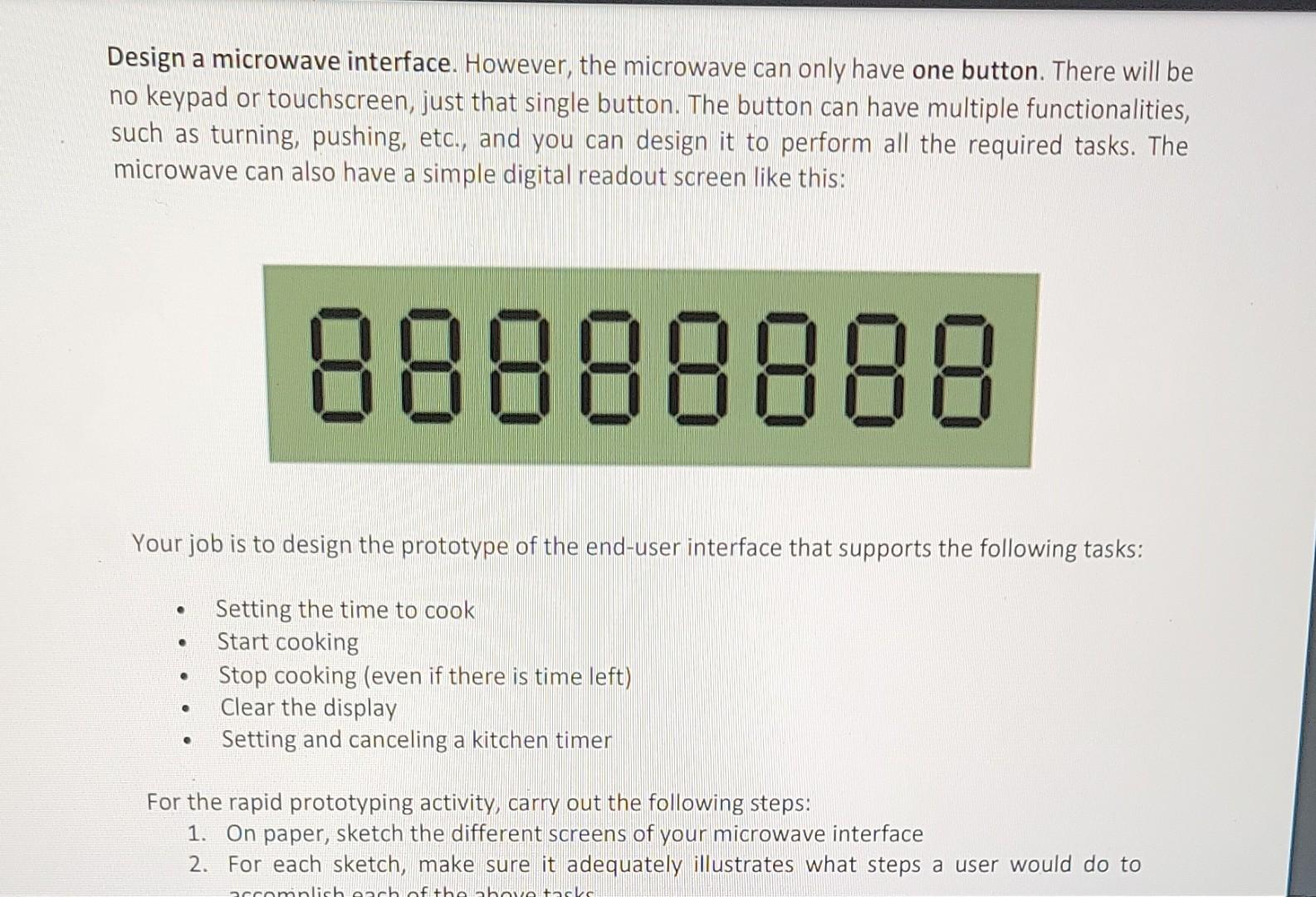 Design a microwave interface. However, the microwave | Chegg.com