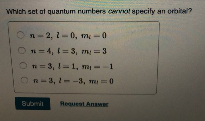Solved Each of the following sets of quantum numbers is | Chegg.com