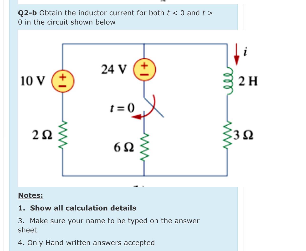 Solved Q2-b Obtain the inductor current for both t