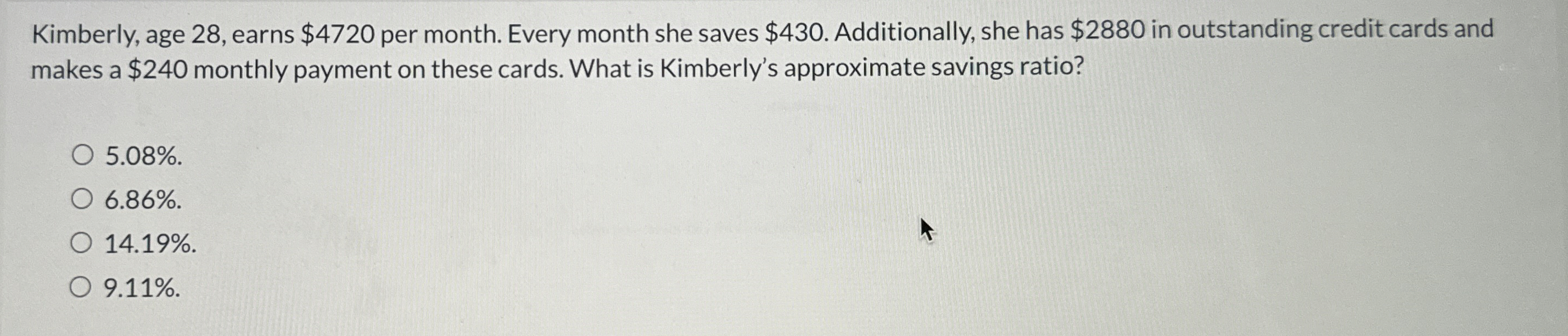 Solved Kimberly, age 28, ﻿earns $4720 ﻿per month. Every | Chegg.com