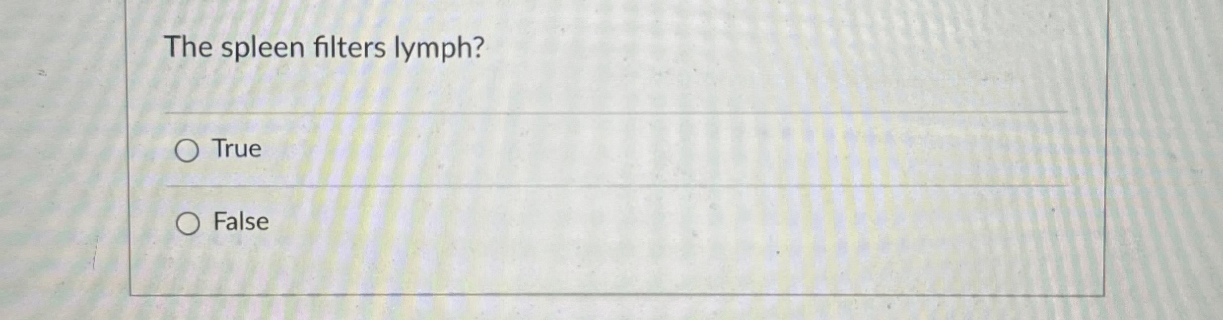 Solved The spleen filters lymph?TrueFalse | Chegg.com