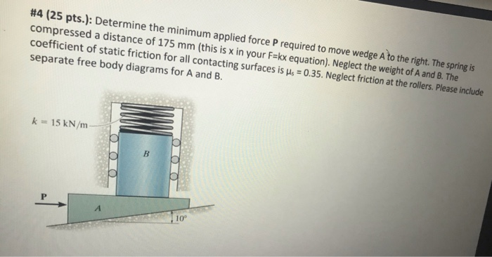 Solved 4 25 Pts Determine The Minimum Applied Force P
