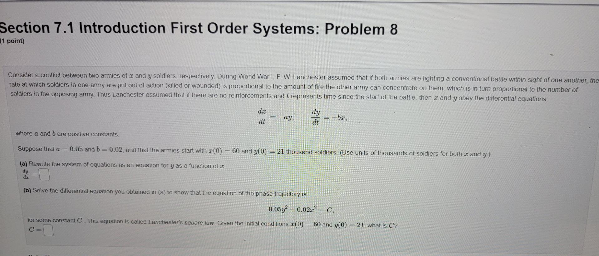 Solved Section 7 1 Introduction First Order Systems Problem