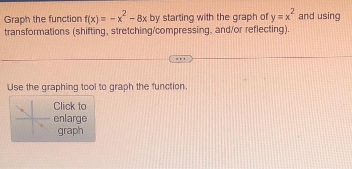 Solved - Graph the function f(x) = -x? - 8x by starting with | Chegg.com