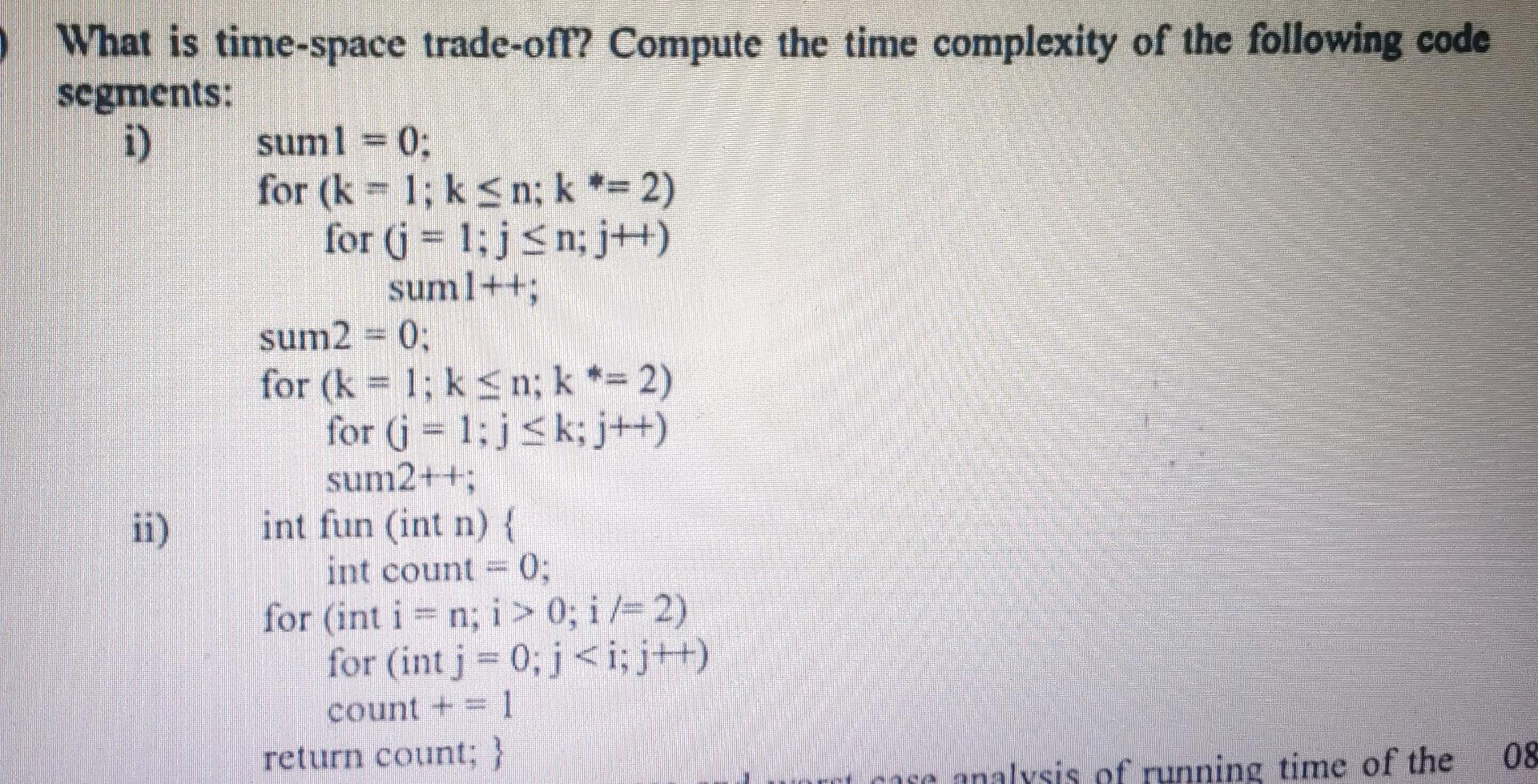What Is Time Space Trade Off Compute The Time