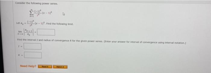 Solved Consider the following power series. | Chegg.com