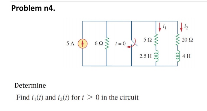 Solved Problem n4. i2 592 2022 5 A 692 t = 0 2.5 H ell 4H | Chegg.com