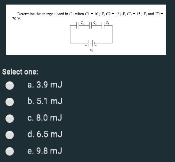 Solved Determine the energy stored in CI when CI = 10 uF. C2 | Chegg.com