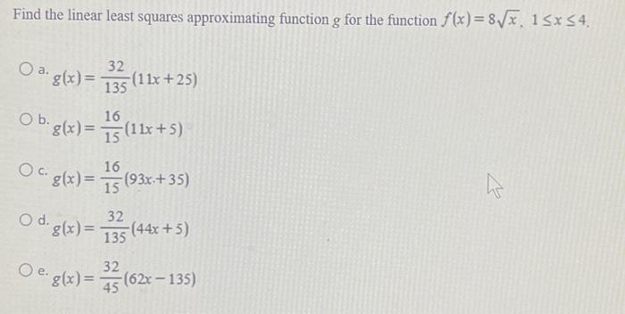 Solved QUESTION TO Find the linear least squares | Chegg.com