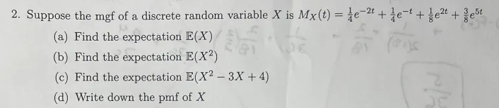 Solved Suppose The Mgf Of A Discrete Random Variable X Is 7157