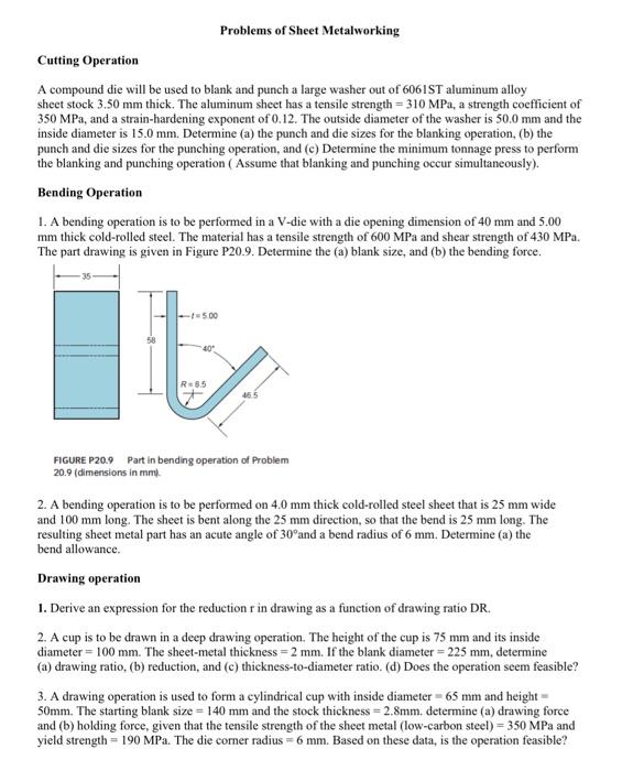 Solved Problems of Sheet Metalworking Cutting Operation A | Chegg.com