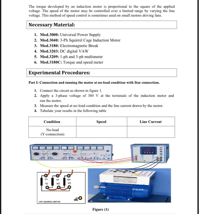 Experiment (4) 3-Ph Squirrel Cage Induction Motor | Chegg.com