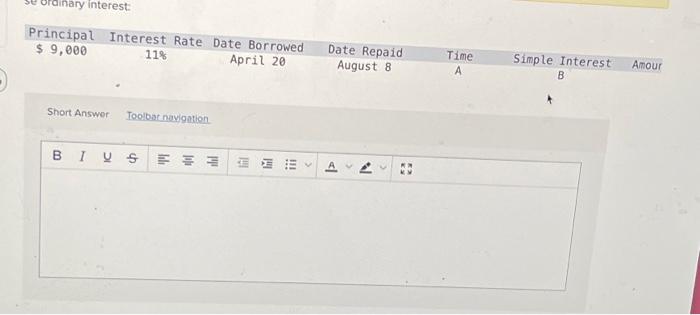 Solved inary interest: Principal Interest Rate Date Borrowed | Chegg.com