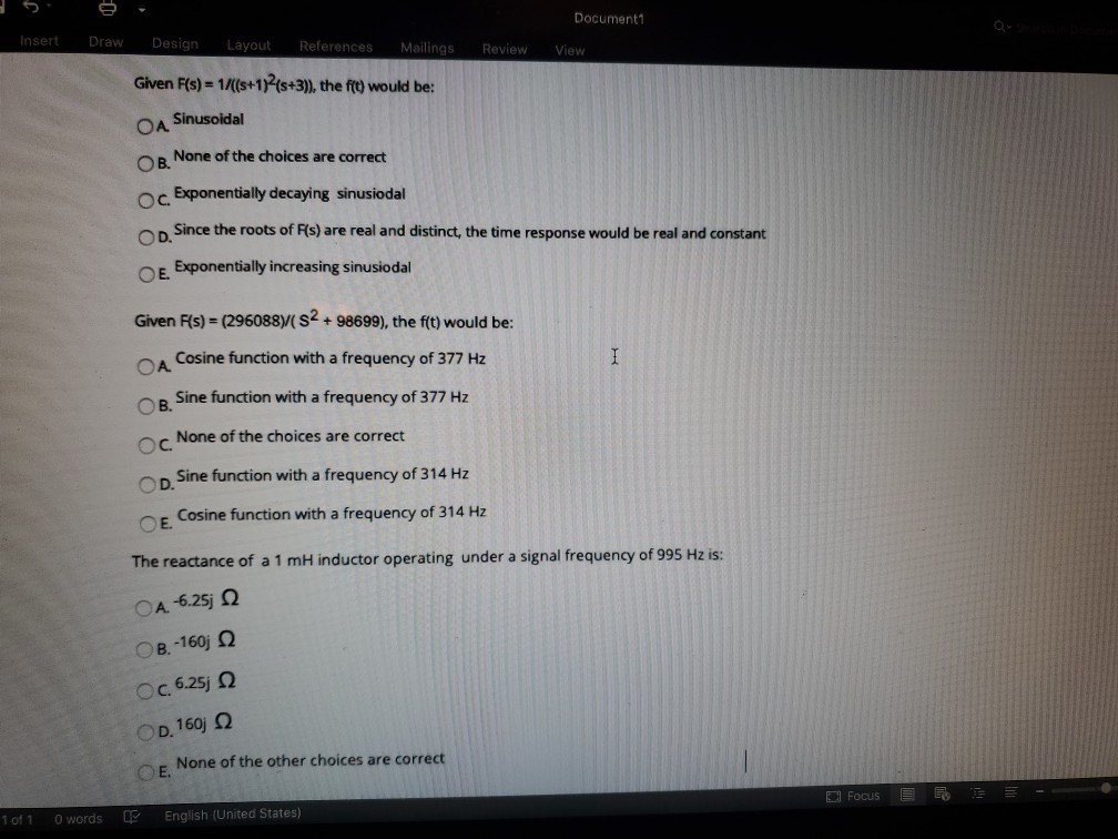 Solved Documenti Insert Draw Design Layout References | Chegg.com