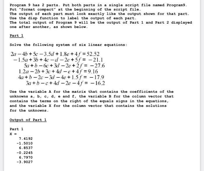 Solved Program 9 has 2 parts. Put both parts in a single | Chegg.com