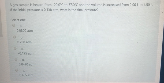 Solved A gas sample is held at constant pressure. The gas | Chegg.com