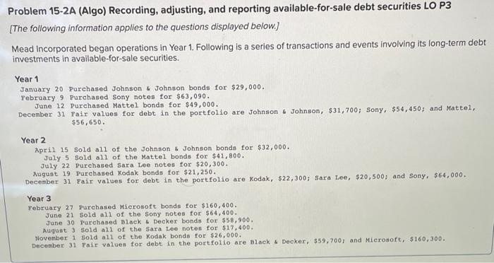 Solved Problem 15-2A (Algo) Recording, adjusting, and | Chegg.com