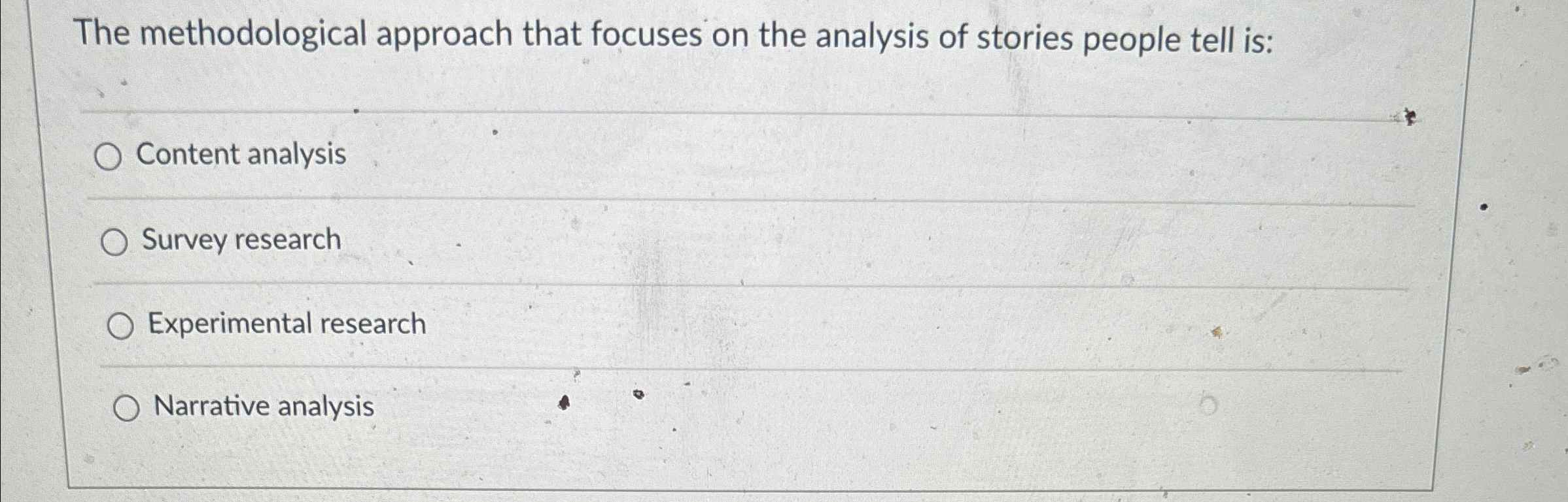 Solved The methodological approach that focuses on the | Chegg.com