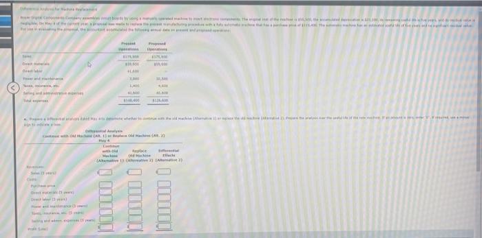 Differential analysis for machine replacement | Chegg.com