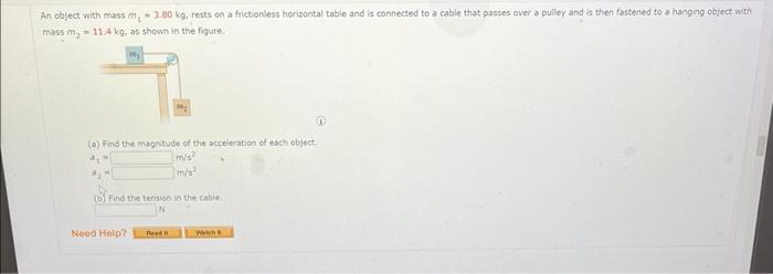 Solved An object with mass m1=3.00 kg, rests on a | Chegg.com